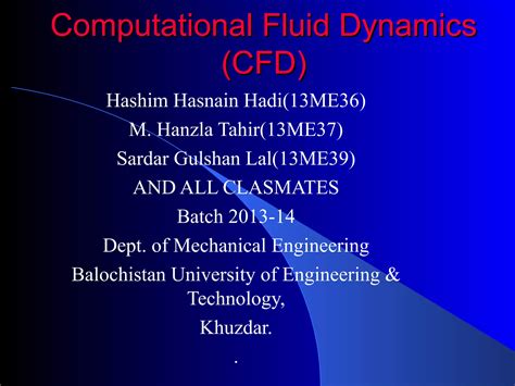 Introduction To Computational Fluid Dynamics Cfd Ppt