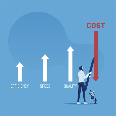 Businessman Drawing Arrow Lines Decrease Cost Compare With Increase