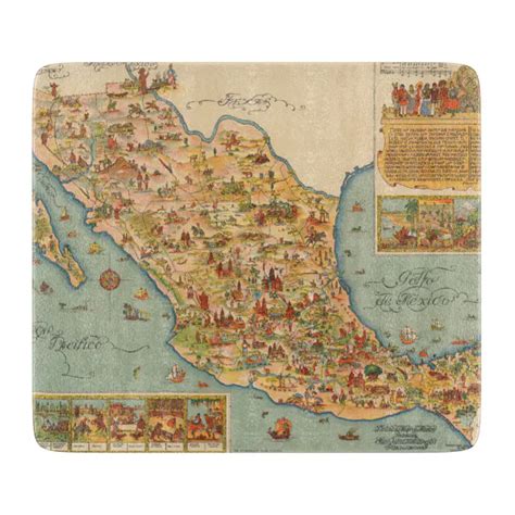Tabla De Cortar Mapa Ilustrado De M Xico Zazzle Es