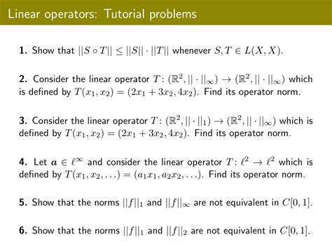 linear operators tutorial problems