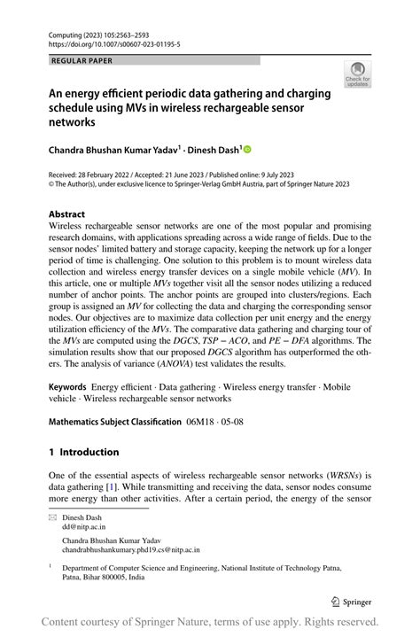 an energy efficient periodic data gathering and charging schedule using