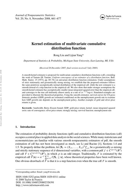 pdf kernel estimation of multivariate cumulative distribution function