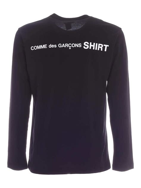 Comme Des Garcons Shirt Logo Long Sleeves T Shirt In Black T Shirts