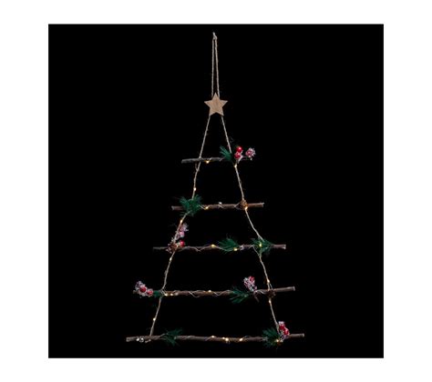 Sapin Lumineux à Suspendre Forme Échelle 28 LED Blanc Chaud H 63 Cm