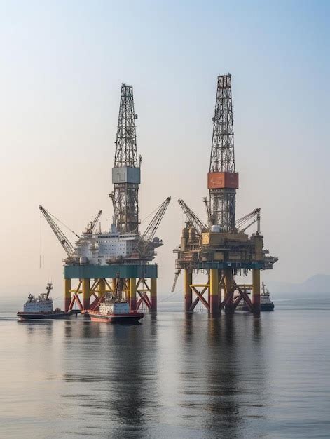 Embarcações de jack up offshore e de reboque durante a operação de