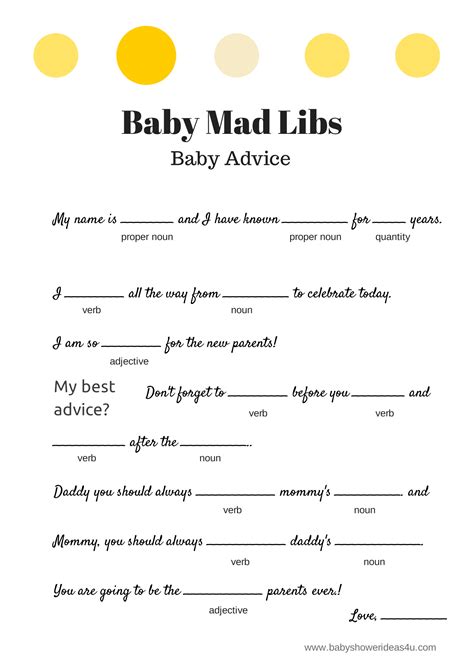 Free Baby Shower Mad Libs Template Baby Shower Ideas U