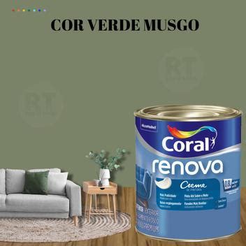 Tinta Parede Verde Alecrim Acrílica Fosca Coral Renova 800ml Tinta