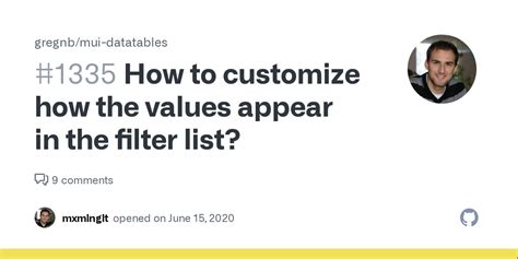 How To Customize How The Values Appear In The Filter List Issue