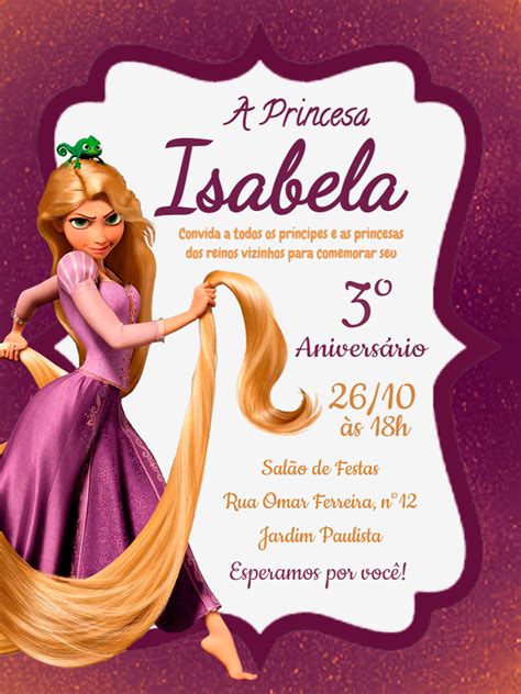 Fazer convite online convite digital Aniversário Rapunzel