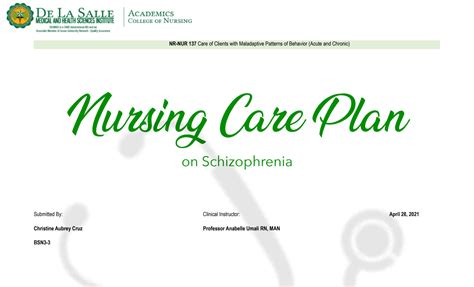 SOLUTION Schizophrenia Nursing Care Plan Studypool