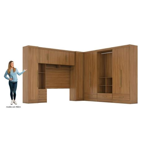 Quarto Modulado Casal Completo 6 Peças 6 Portas 5 Gavetas Maleiro