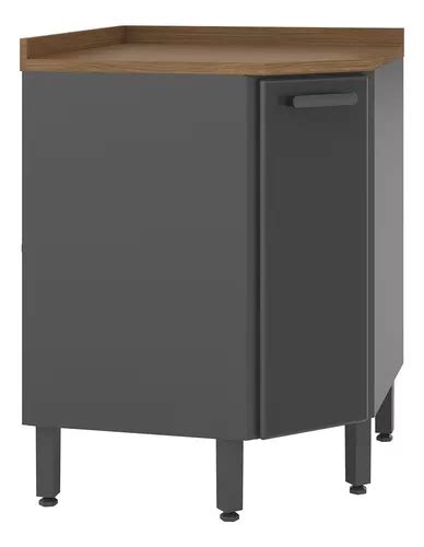 Mueble Inferior De Cocina En Acero 48x26cm Con Meson Gris Color Gris