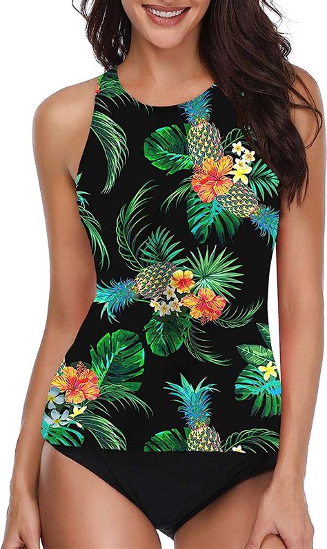 Maillot de bain tankini pour femme col haut dos nu contrôle du
