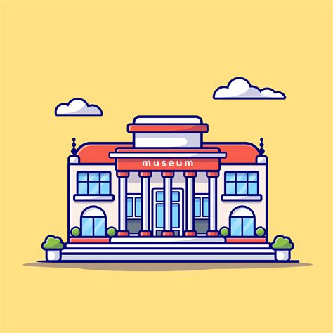 Museu edifício dos desenhos animados ilustração de ícone do vetor