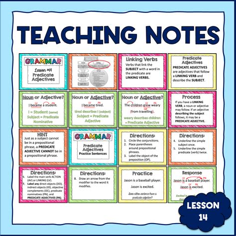 Predicate Adjectives Graphic Grammar Lesson Print Digital