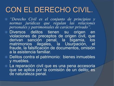 Relación del derecho penal con otras ramas juridicas PPT