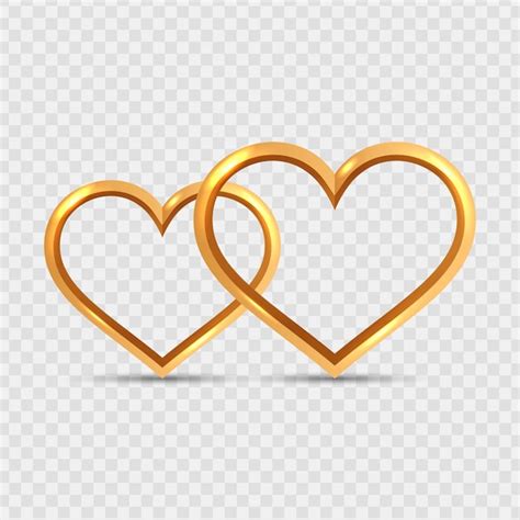 Corazón de metal dorado realista d corazones de oro diseño ilustración