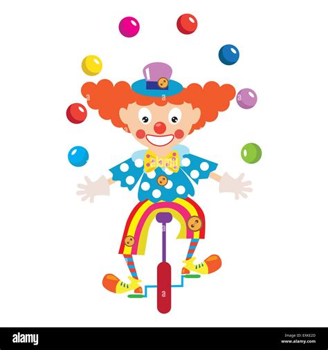Payaso de circo lindo gracioso cómic ilustración aislado vector Imagen
