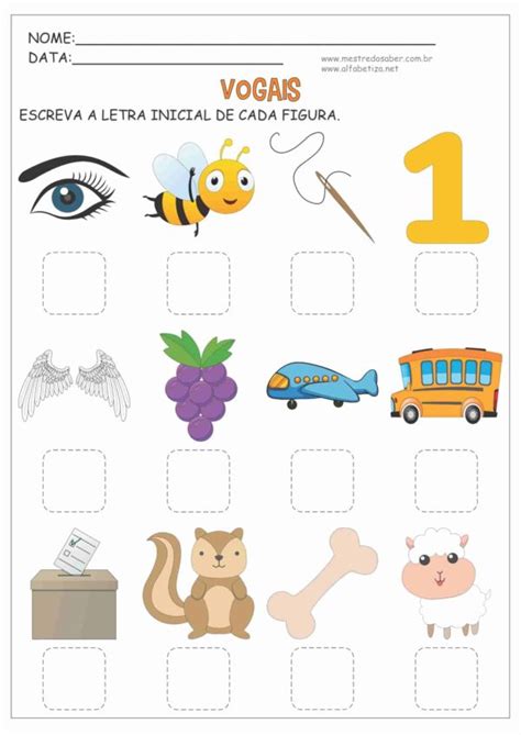 Atividades de Alfabetização 1 ano Vogais Mestre do Saber Loja