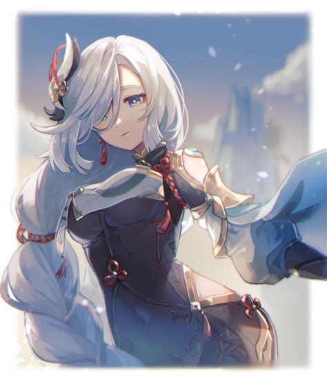 Kino M6t2a Shenhe Genshin Impact Genshin Impact Absurdres Highres 1girl Black Bodysuit