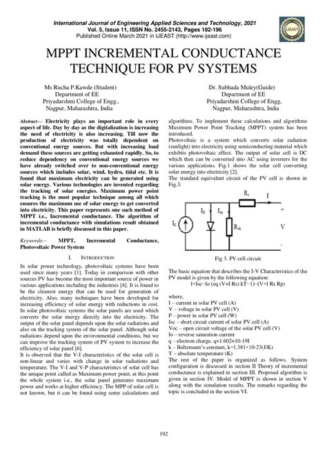 pdf mppt incremental conductance technique for pv systems