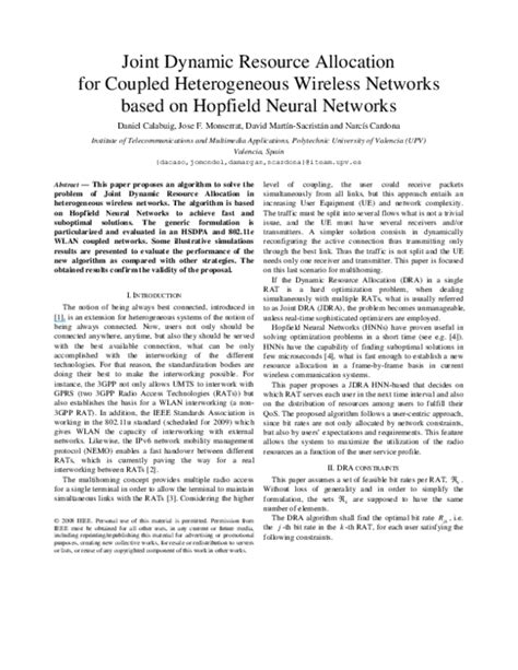 pdf joint dynamic resource allocation for coupled heterogeneous wireless networks based on
