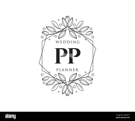 PP Initials Letter Wedding Monogram Logos Collection Hand Drawn Modern