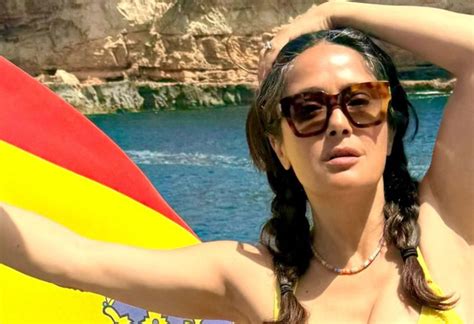 Salma Hayek Poses On A Yacht While Showing Off Her Body In A Lemon