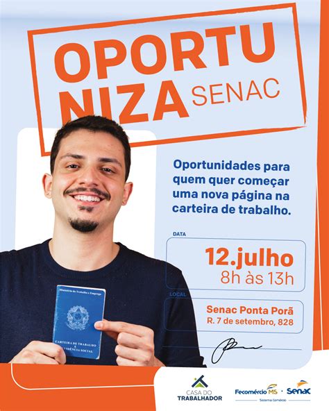 Senac Ponta Porã realiza evento gratuito oficinas sobre mercado de