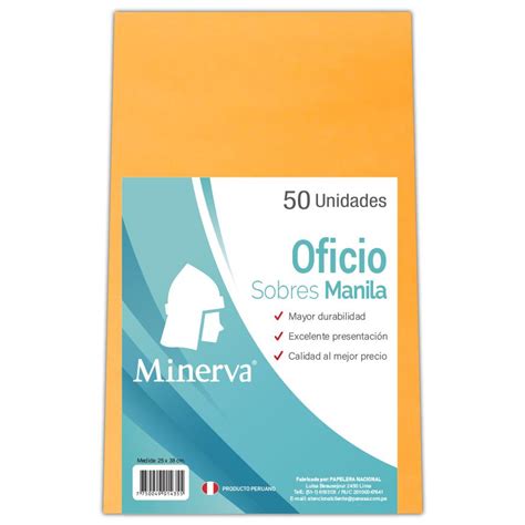 Sobre Manila MINERVA Oficio Paquete X 50 Und Tailoy Pe