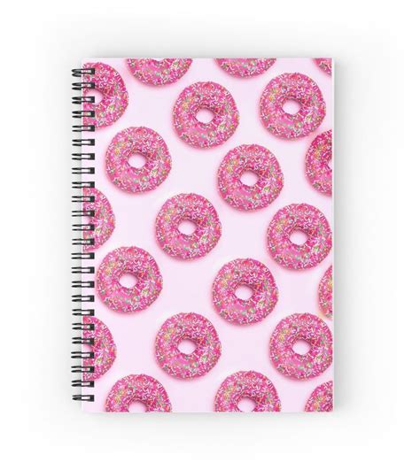 Pink Strawberry Frosted Delicious Doughnut Dessert Spiral Notebook