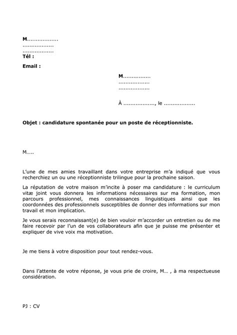 Lettre Candidature Spontan E Doc Pdf Page Sur