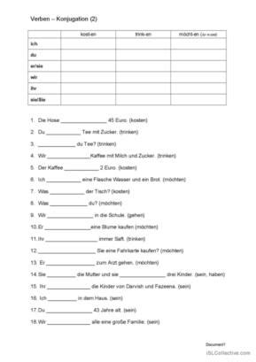 390 Konjugation Deutsch DAF Arbeitsblätter pdf doc