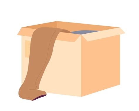 Caja de cartón abierta con ropa vieja no deseada objeto vectorial de