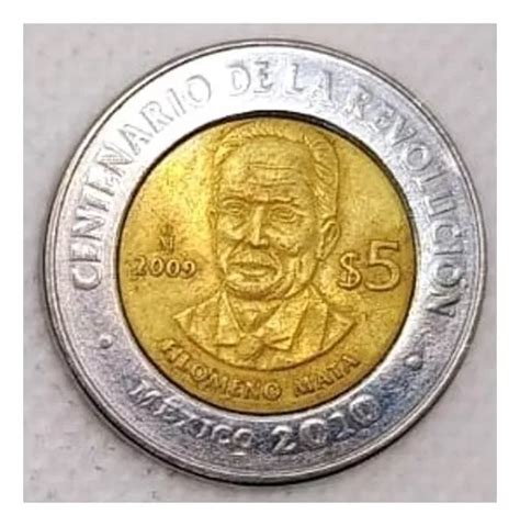 Moneda 5 Pesos Filomeno Mata Centenario Revolución 2010 Meses sin interés