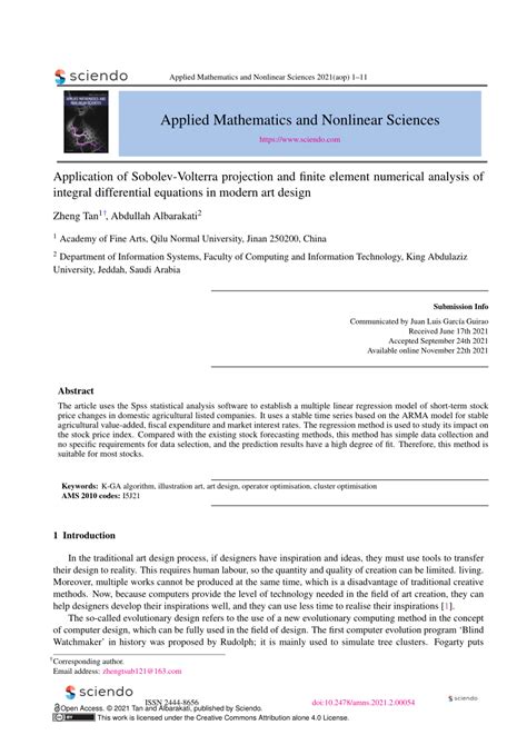 pdf application of sobolev volterra projection and finite element numerical analysis of