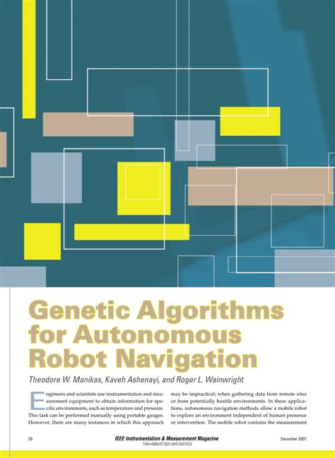 pdf genetic algorithms for autonomous robot navigation