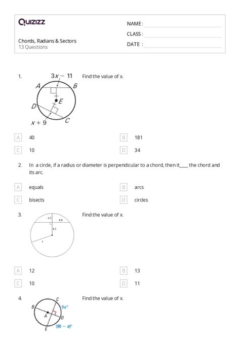 Radians And Arc Length Worksheets For Th Class On Quizizz Free