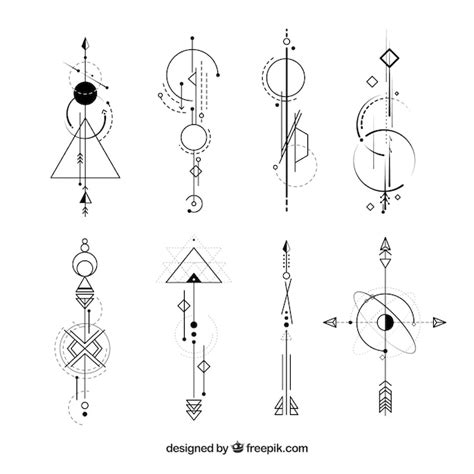 Colección de tatuajes con formas abstractas Descargar Vectores gratis