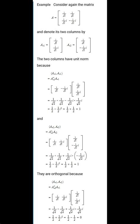 what do you mean by two rows or columnsof unitary matrix are orthogonal to each other