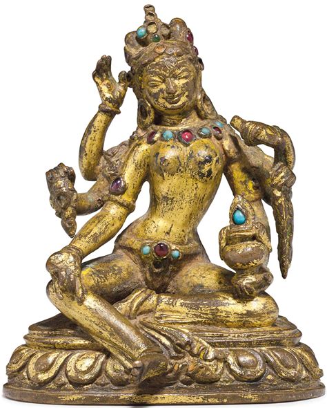 Global Nepali Museum A GILT BRONZE FIGURE OF VASUDHARA Global