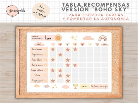 Tabla De Recompensas Versi N Boho Sky Espa Ol H Bitos Y Rutinas Para