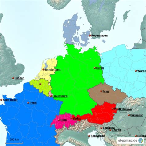 StepMap Nachbarn Deutschlands Landkarte für Deutschland