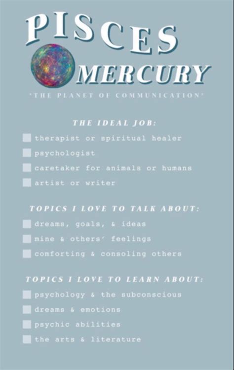 Pisces Mercury Astrology Planets Learn Astrology Astrology Facts