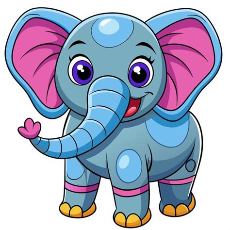 A Drawing Of An Elephant With A Pink Flower On It Premium AI