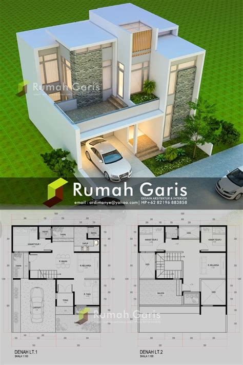 Model Desain Denah Dan Tampak Rumah Modern Minimalis 1020 M Simple