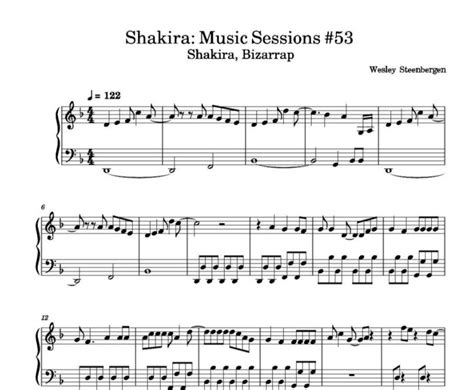 نت پیانو shakira bzrp music sessions vol 53 پیانو شهاب