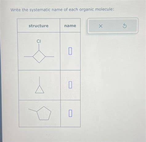 Solved Write The Systematic Name Of Each Organic Molecule Chegg