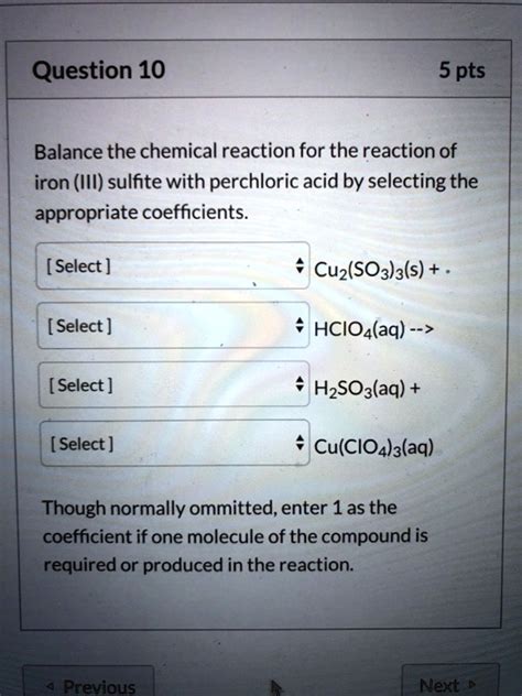 SOLVED Balance The Chemical Reaction For The Reaction Of Iron III