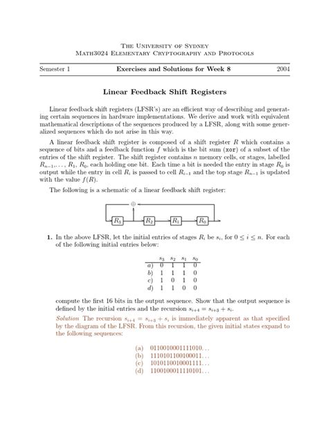 linear feedback shift registers solution the recursion s pdf recurrence relation